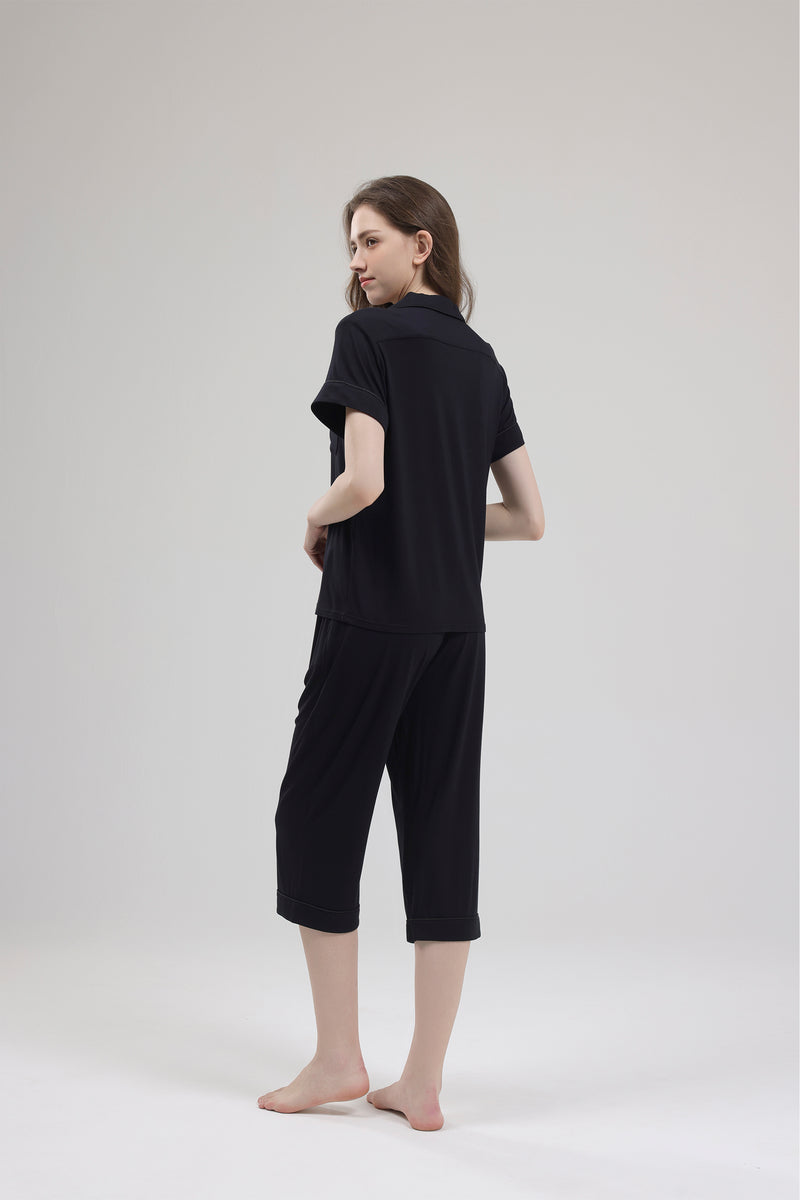Signature Cropped Pyjamas Pants in Noir – Selenightco
